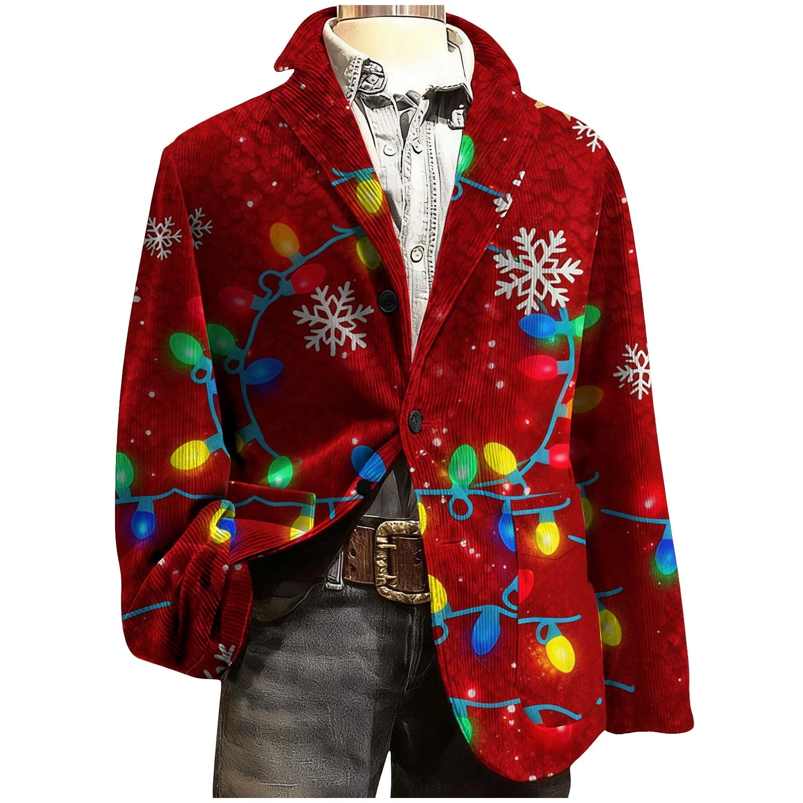 KeShDi Christmas Suit for Men Christmas Blazer Men's Corduroy Print ...