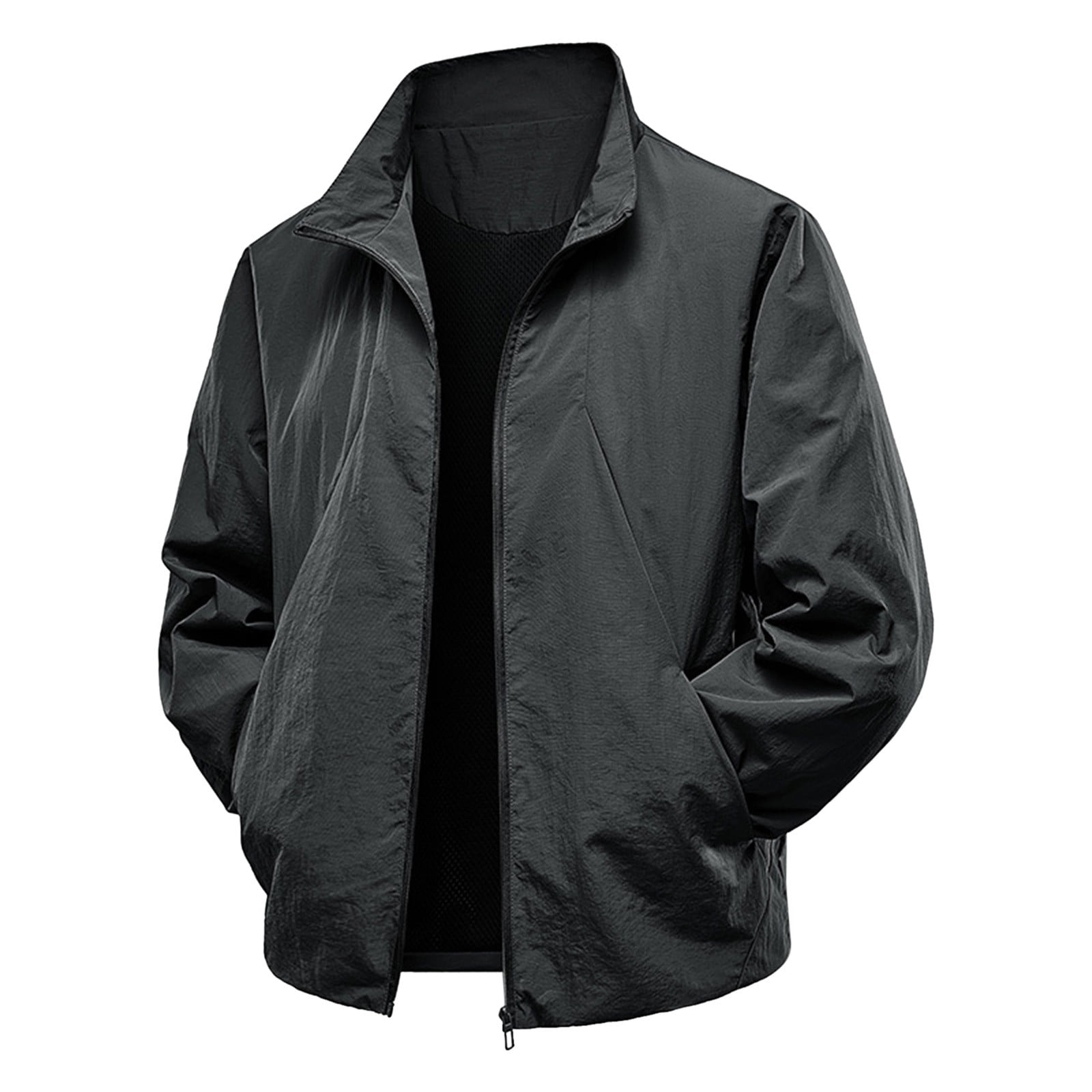 KeShDi Fleece Jacket Mens Coat Men's Solid Color Long Sleeved Turndown ...
