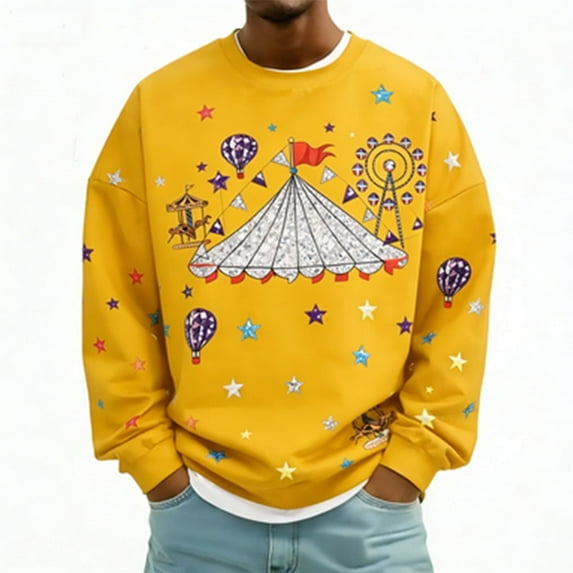 KeShDi Mardi Gras Shirts for Men Long Sleeve Tops Carnival Themed Crew ...