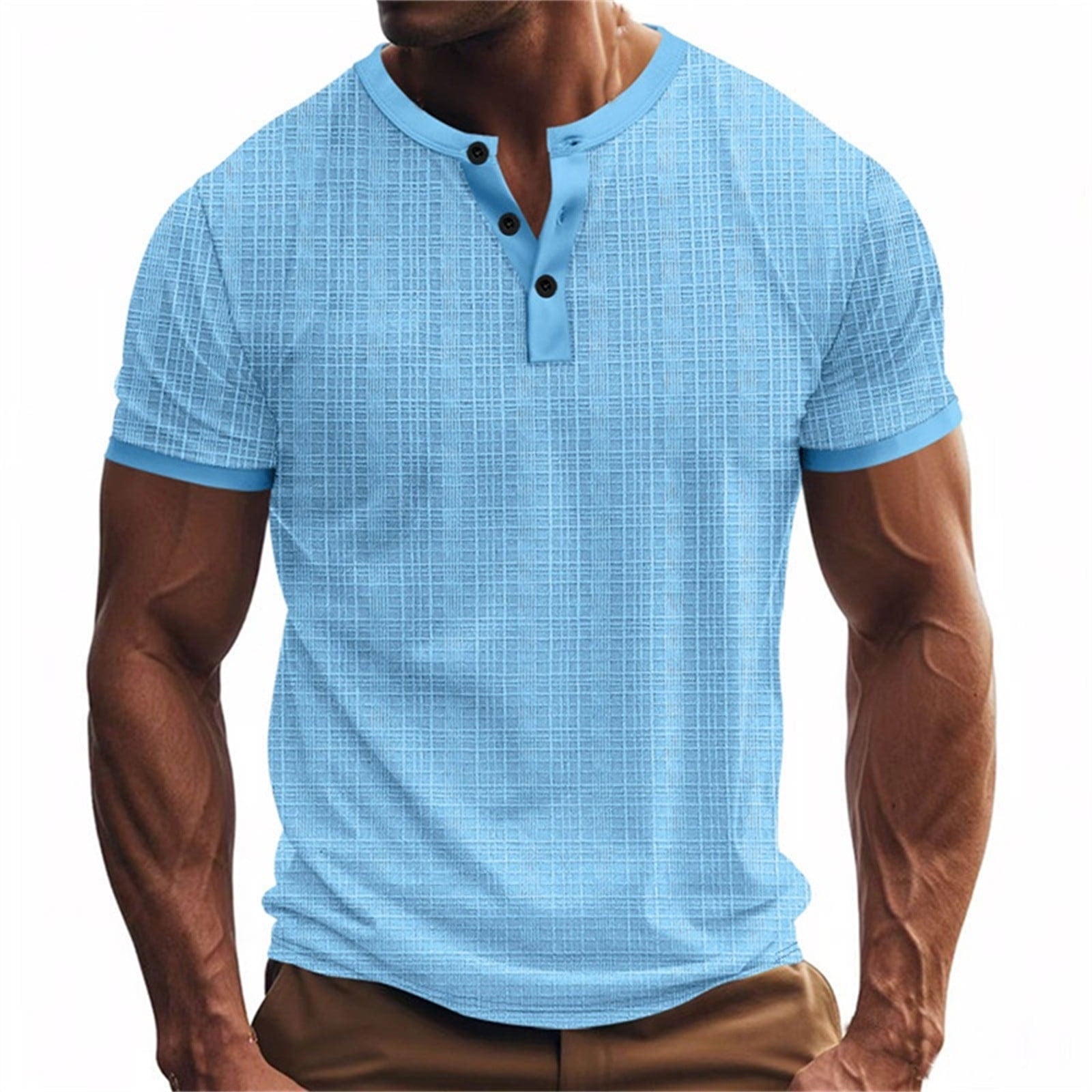 KeShDi Mens Shirts Mens T Shirts Men Leisure Button Solid Color ...