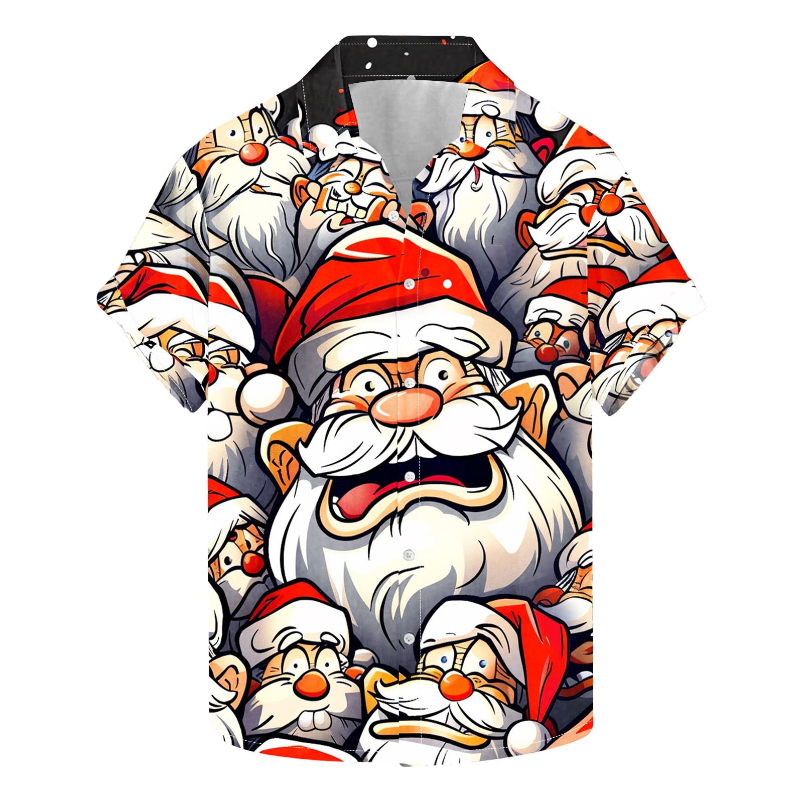 KeShDi Shirts for Men Printing Button Casual Short Sleeve Turndown ...