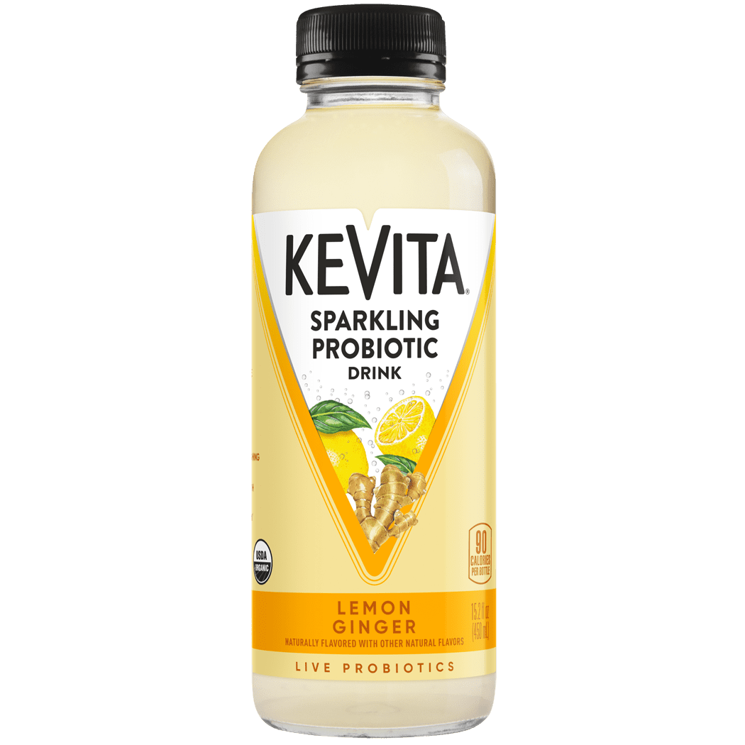 KeVita Lemon Ginger Sparkling Probiotic Drink, 15.2 fl oz Glass Bottle - Walmart.com