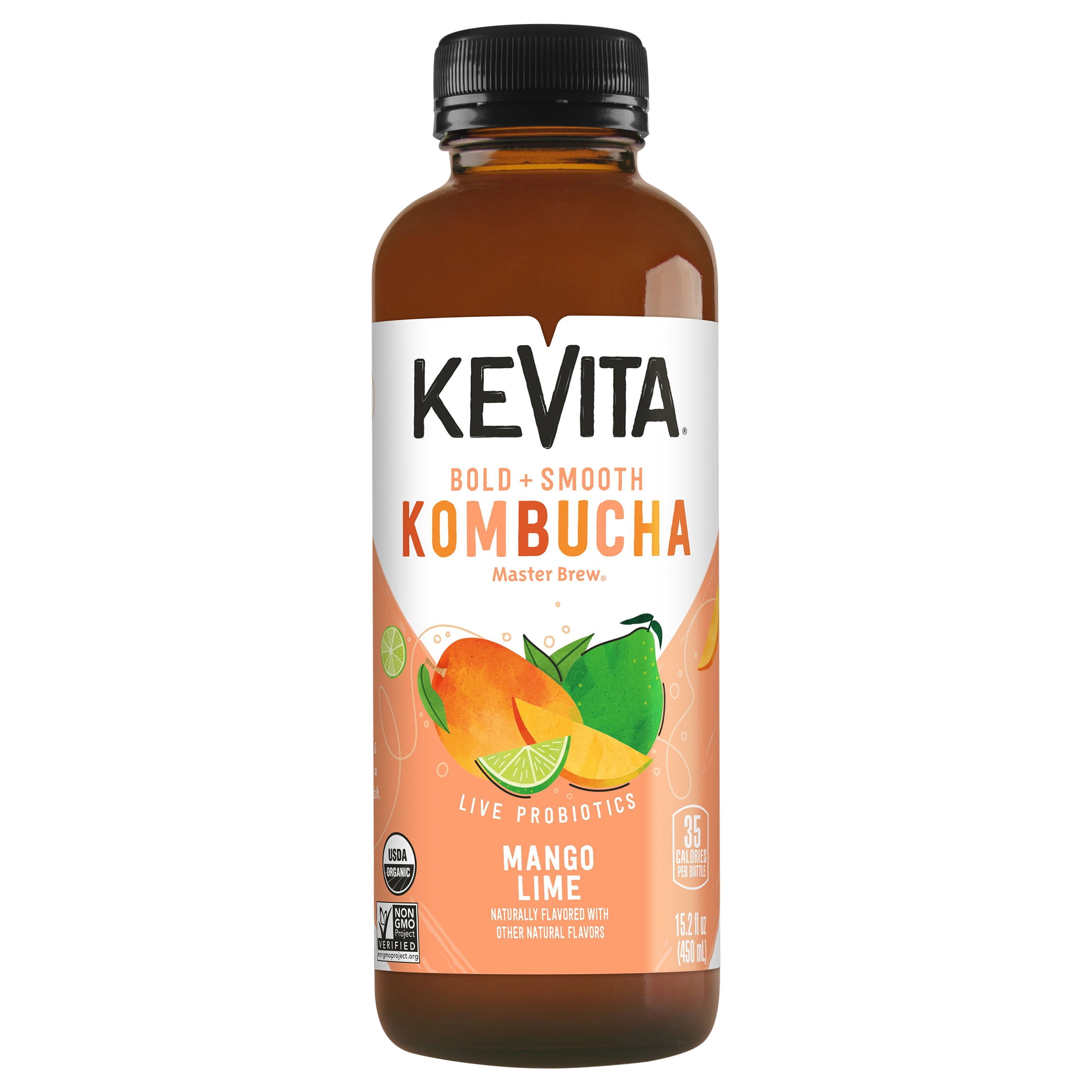 KeVita Master Brew USDA Organic Mango Lime Kombucha Bottled Tea Drink ...