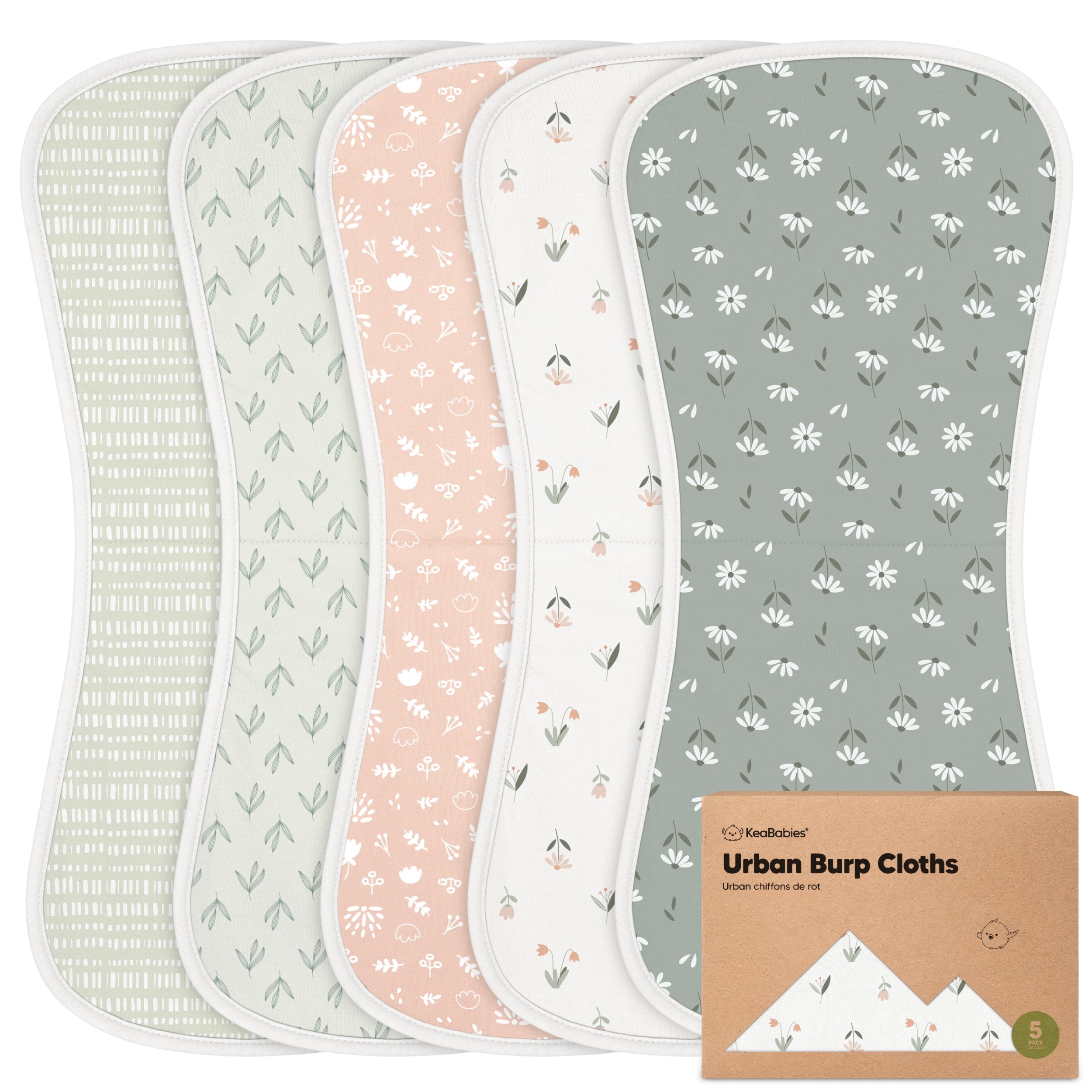 KeaBabies 5-Pack Organic Burp Cloths for Baby Boys and Girls - Walmart.com