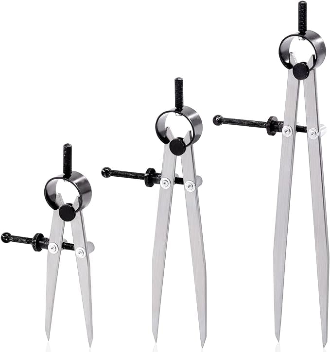 Keadic 3 Pcs 4'' 6'' 8'' Professional Metal Compass Set, Steel ...