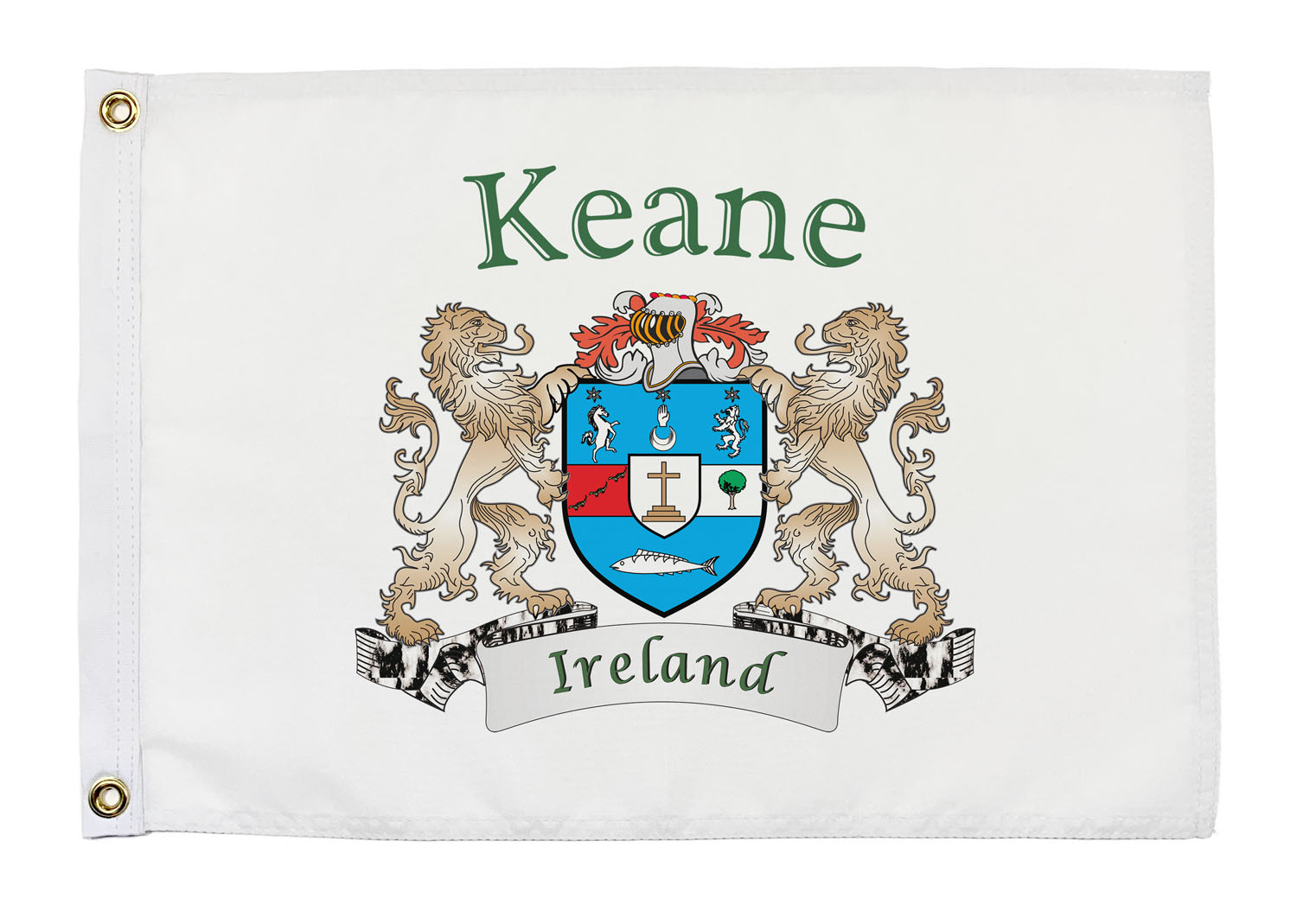 Keane Irish Coat of Arms Small White Flag - 16"x10.5" inches - Walmart.com