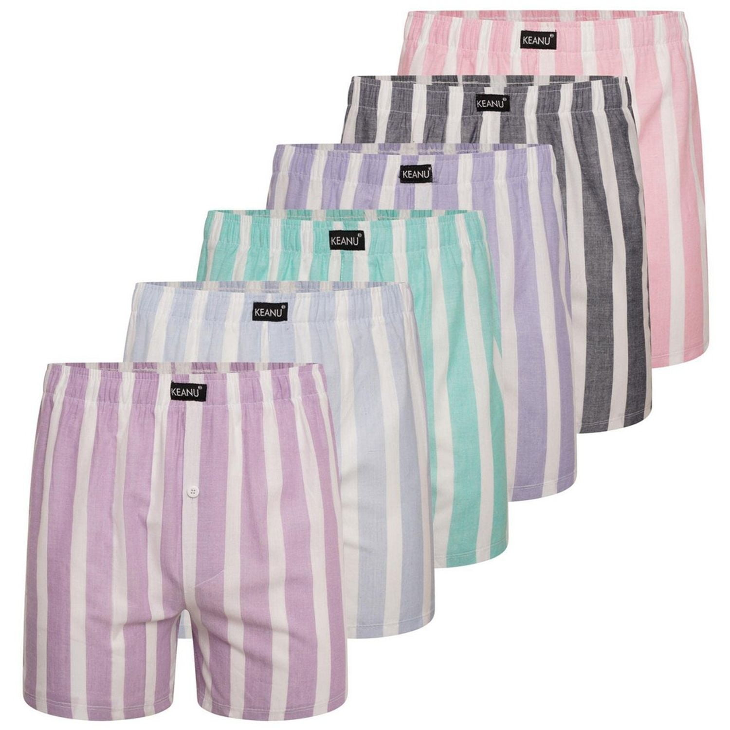 Keanu Mens Pastel Striped Woven Boxer Shorts (Pack of 6) - Walmart.com