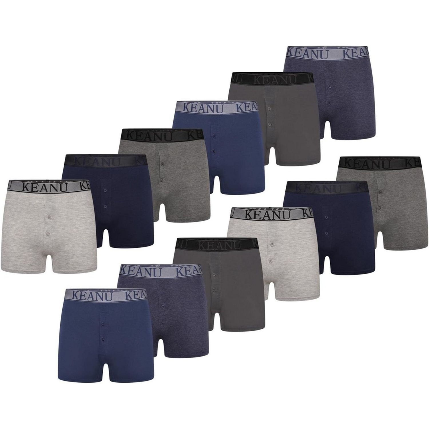 Keanu Mens Plain Boxer Shorts (Pack of 12) - Walmart.com