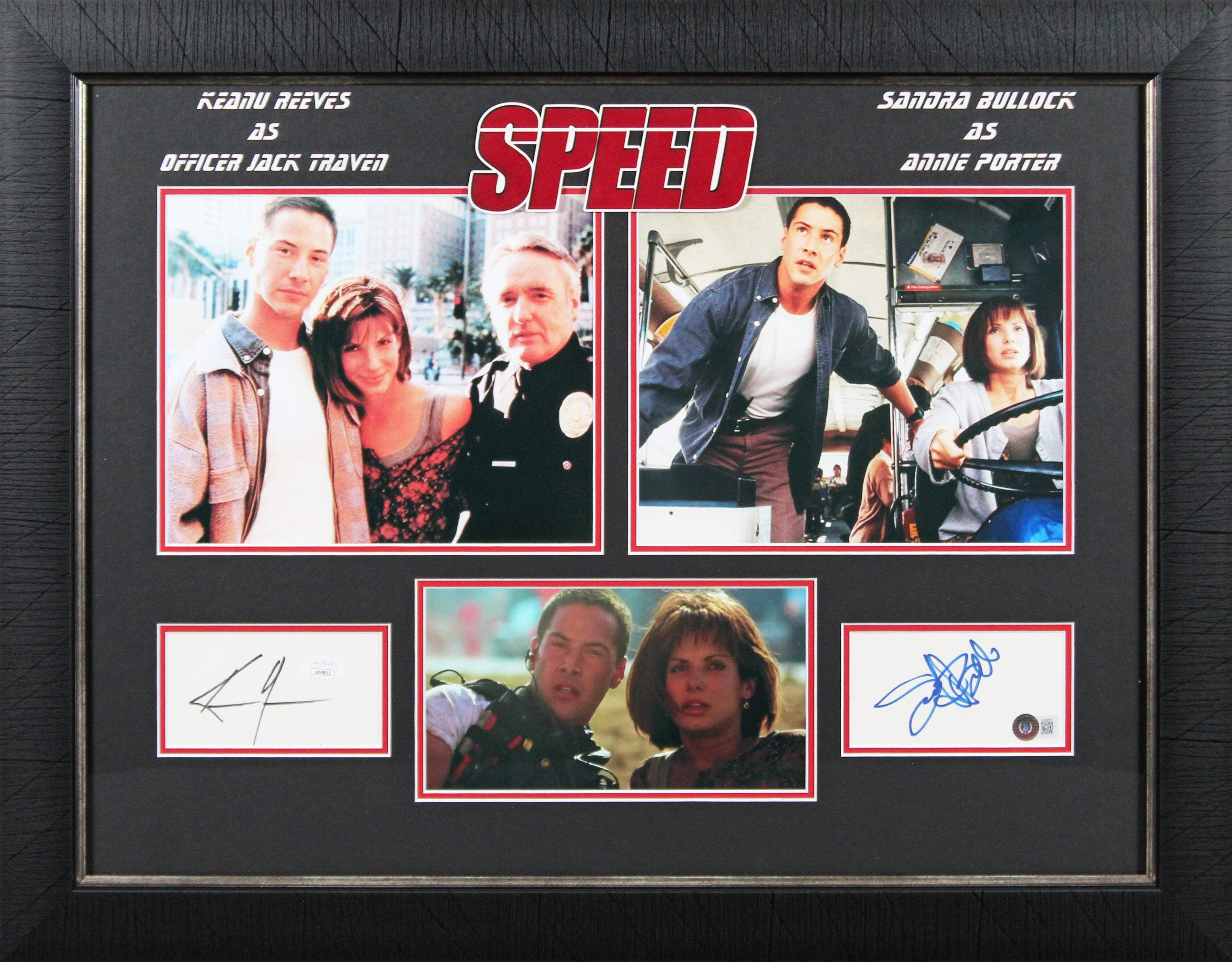 Keanu Reeves Sandra Bullock Speed Authentic Signed Framed Display BAS ...