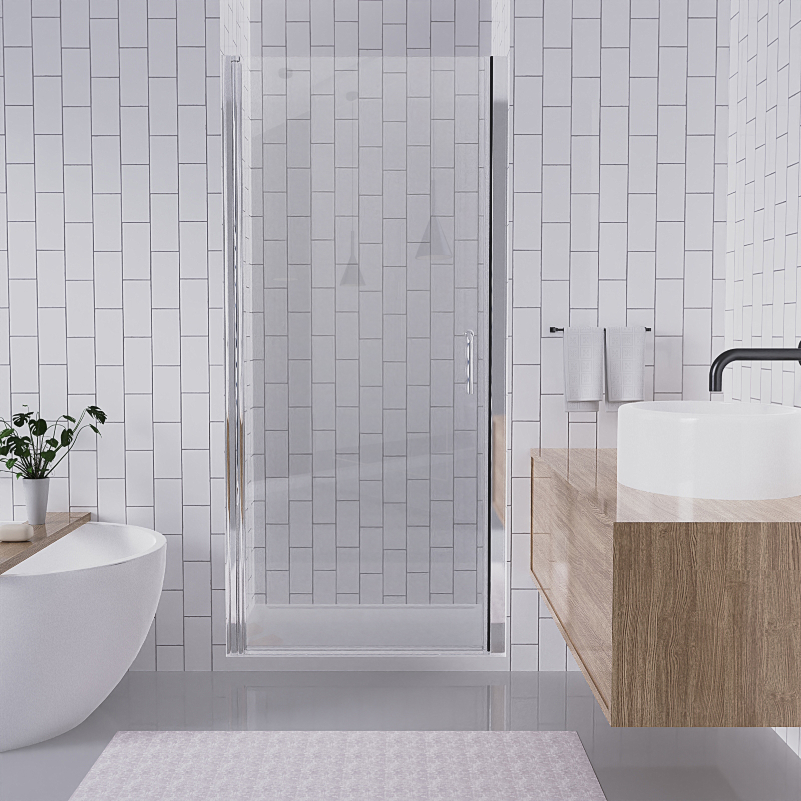 Keazile 6mm Transparent Tempered Glass Liftable Pivot Shower Door,34 ...