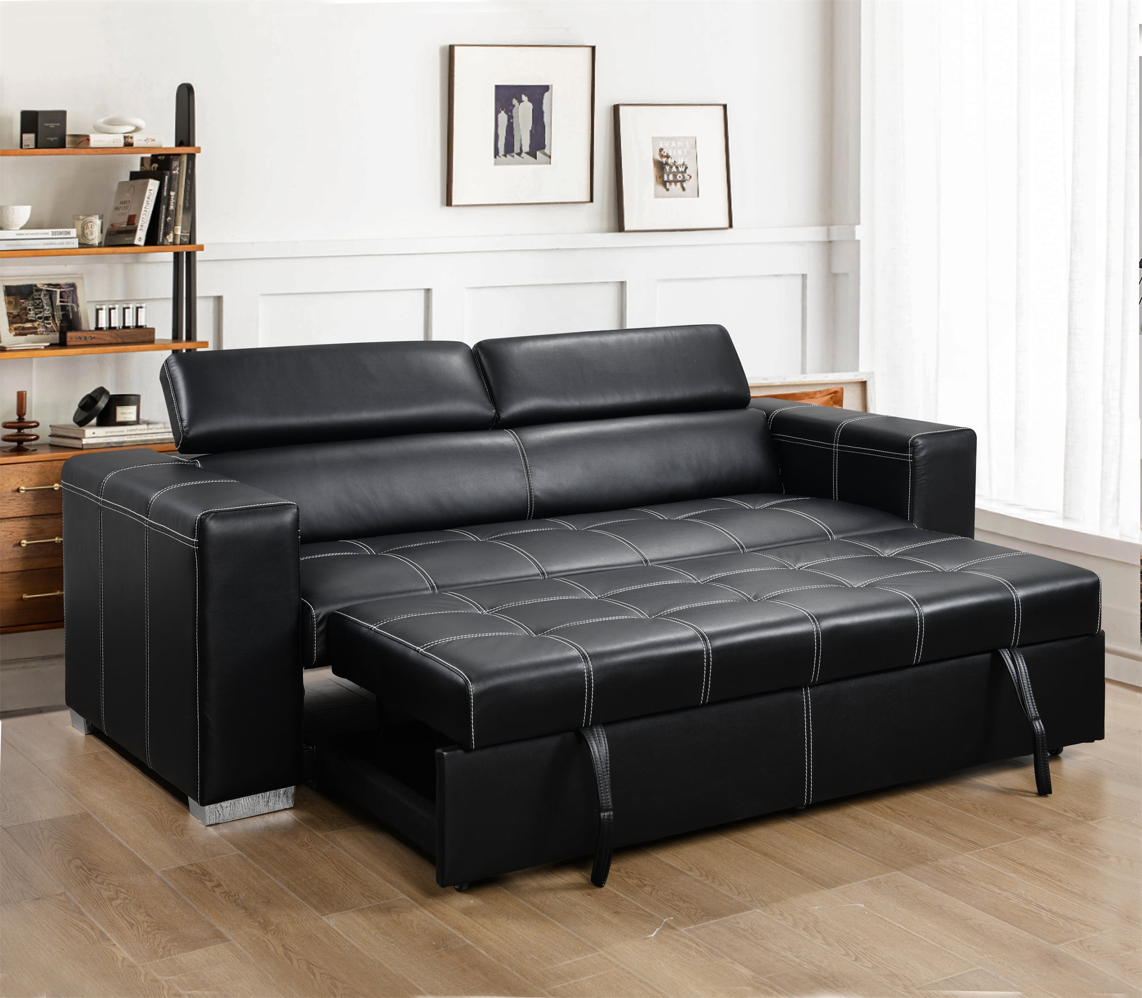 3 Seat 87 inch Convertible Sofa Couch with Pull Out Bed,Adjustable ...