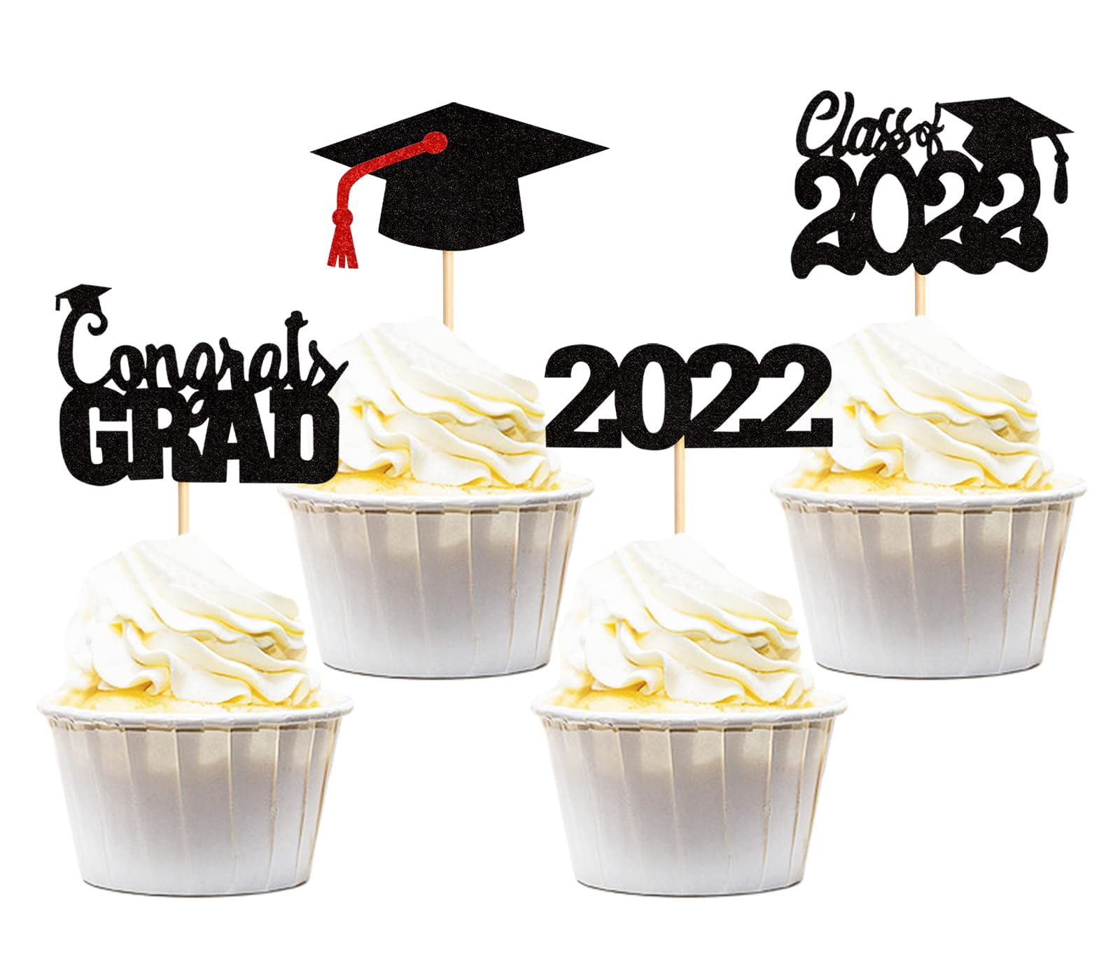 Keaziu 24 Pack TWE5 2022 Graduation Cupcake Toppers Class of 2022 ...