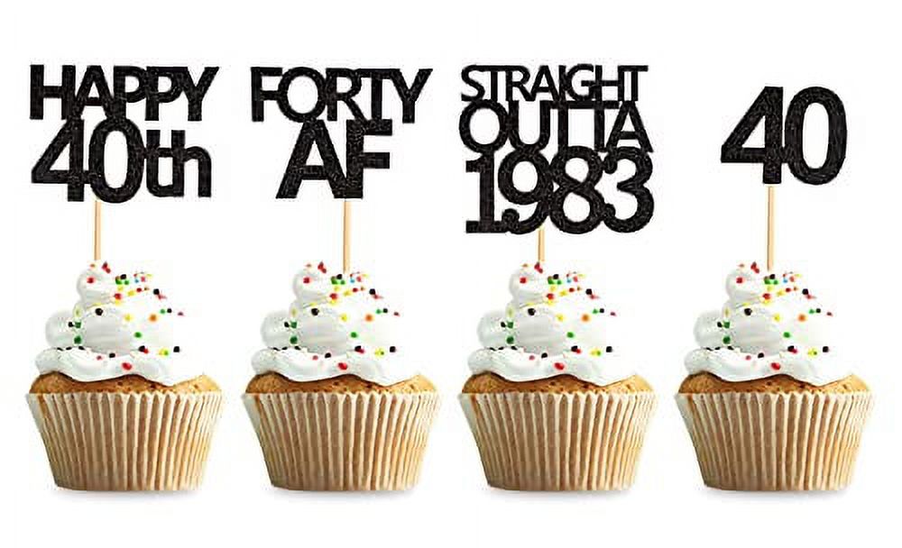 Keaziu 48 Pack Black 40th Birthday Cupcake Toppers Straight Outta 1983 ...