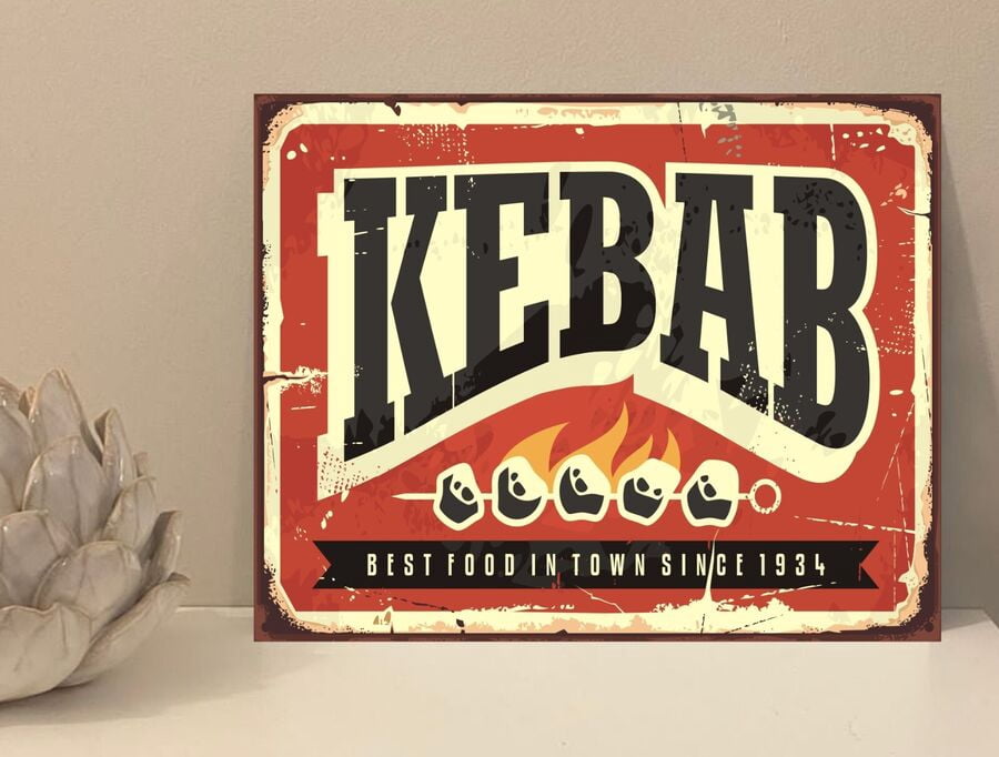 Kebab Rustic Retro metal aluminium Plaque Sign Gift House Novelty (12 x ...
