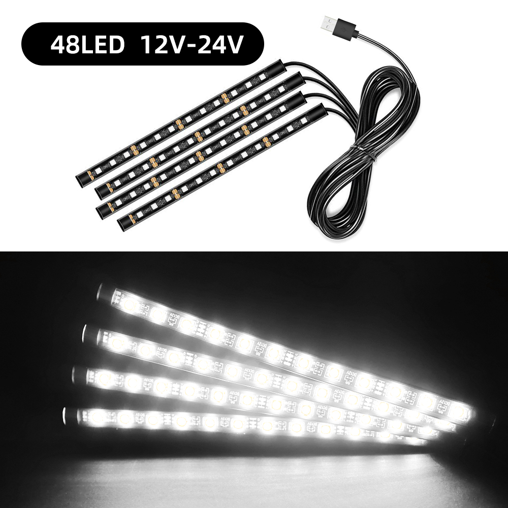 Kebidumei auto decorative lamp 48 led 4 in 1 car interior atmosphere ...