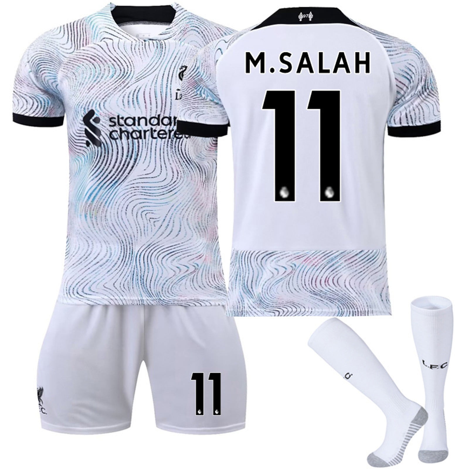 Kebinmy 2223 Liverpool Soccer League Away Game Soccer Jersey, Bright #11 M.SALAH Short Sleeve ...