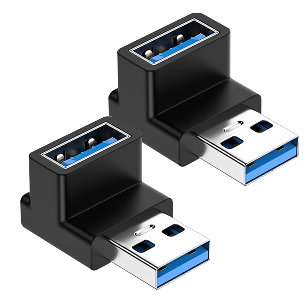 Kebiory 2 Pack 90 Degree USB 3.0 Male to Female Adapter,Up and Down ...