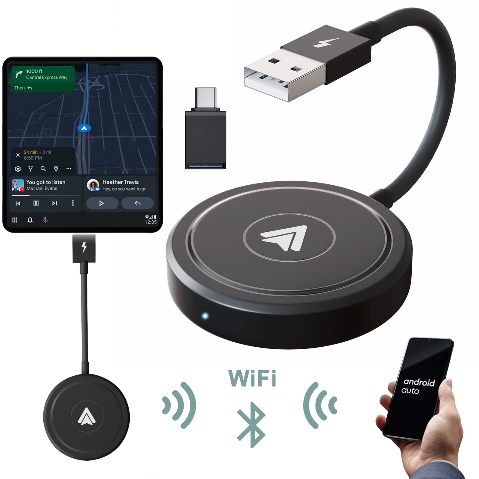 Kebiory Android Auto Wireless Adapter for OEM Factory Wired Android ...