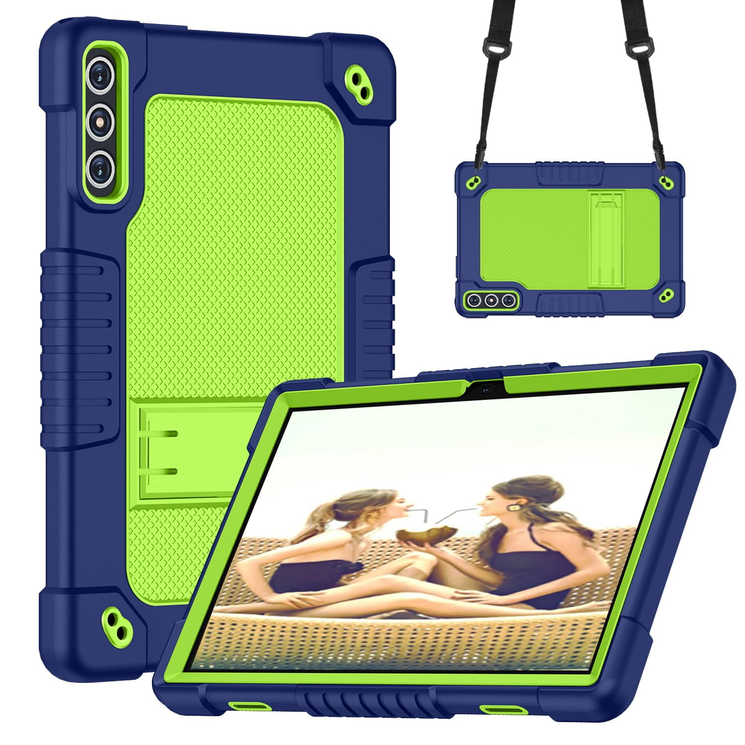 FIEWESEY for KADYBE D106 / MEIZE D106 Android 14 Tablet Case with Shoulder Strap Kiskctand Kids ...