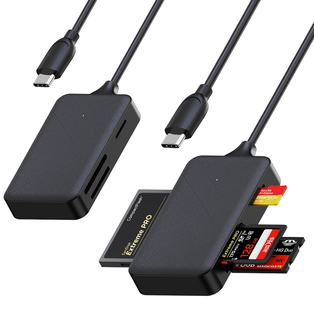 Kebiory Multi-Port 4 in1 Universal SD TF Card Reader,Portable Memory Card Reader,Type C SD TF ...