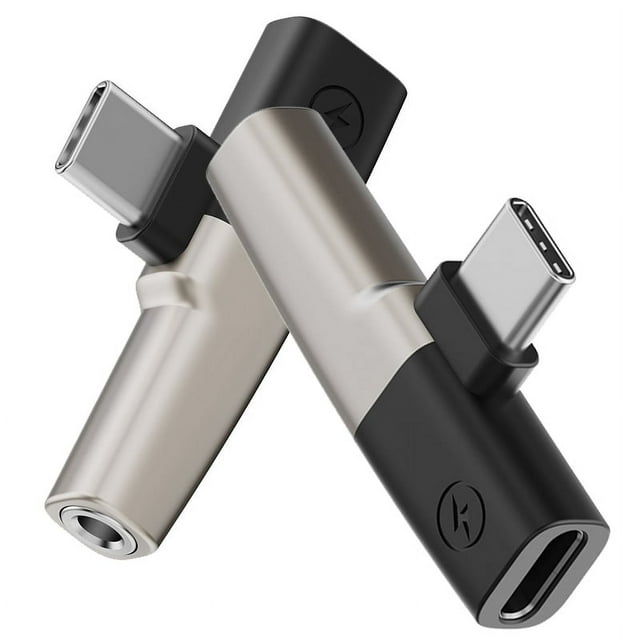 Kebiory USB C to 3.5mm Headphone and Charger Adapter,2 in 1 Type-C to Hi-Res 3.5mm Audio with ...