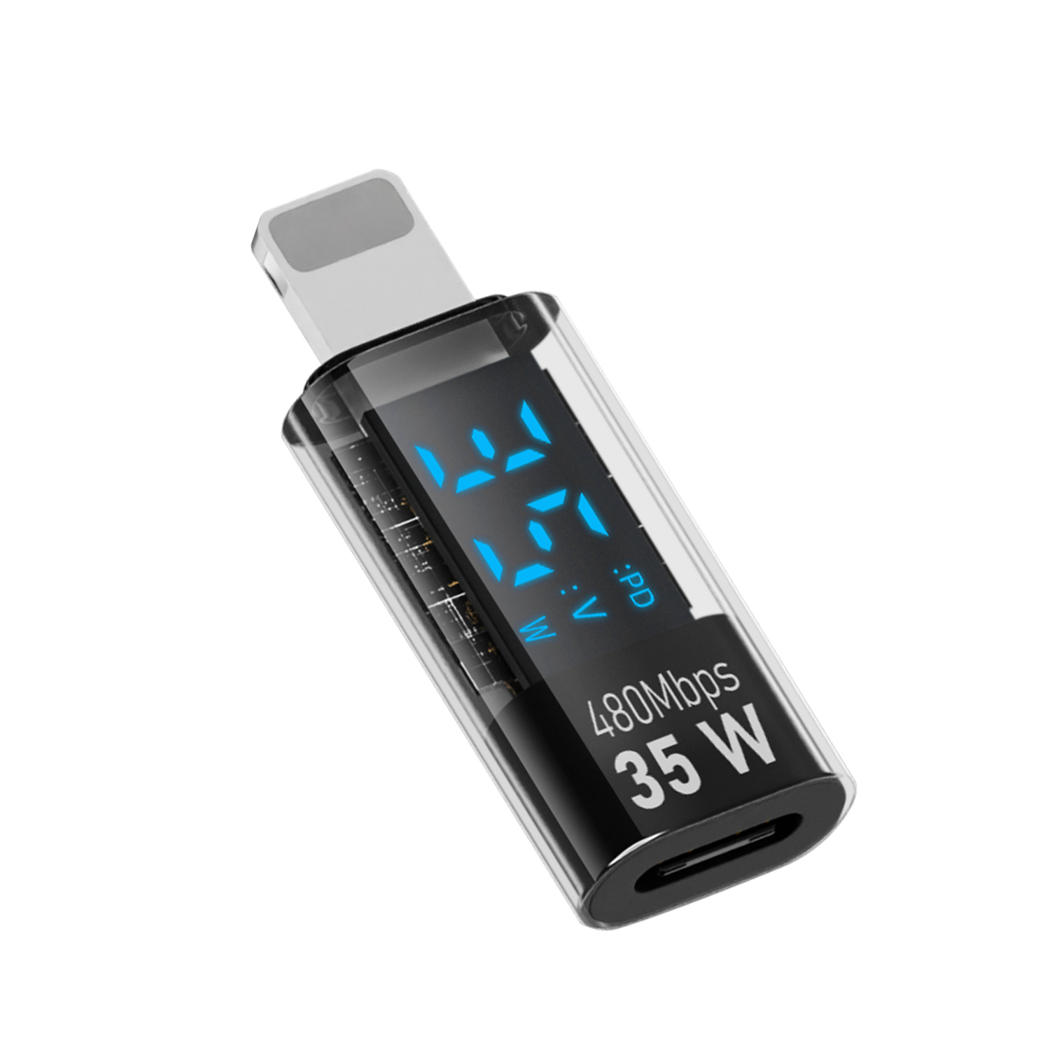 Kebiory USB-C Adapter with LED Display, PD 35W USB Type C Female to Light_ning Male Connector ...