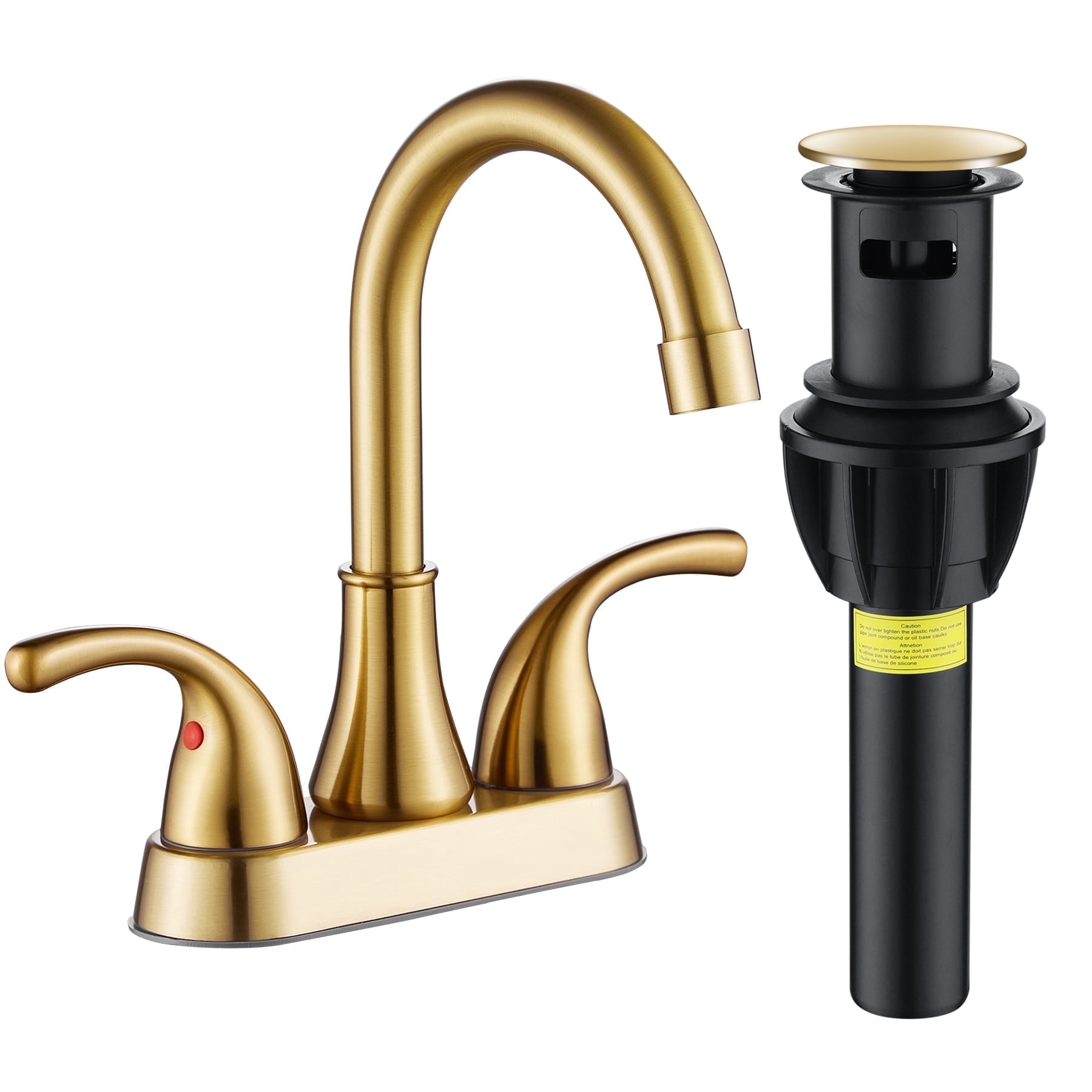 Kede 4 Inch Faucet 2 Handle Bathroom Sink Faucet Lead-Free Brushed Gold ...