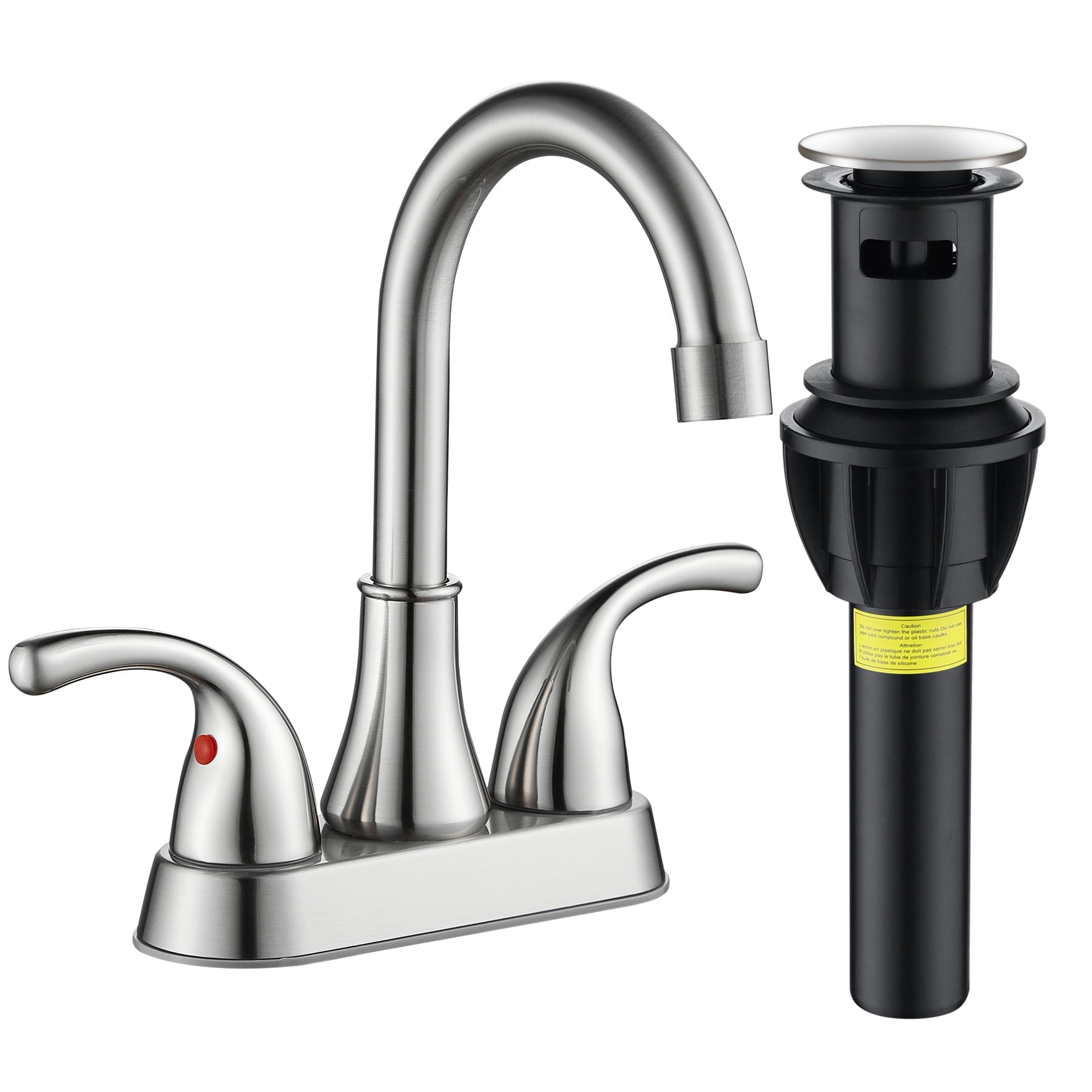 Kede 4 Inch 2 Handle Bathroom Sink Faucet, Lead-Free Brushed Nickel ...