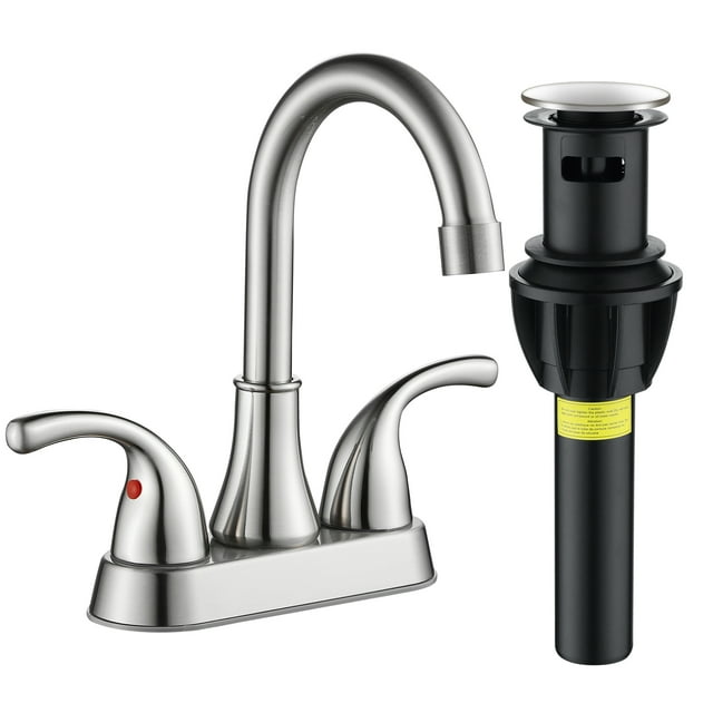 Kede 4 Inch 2 Handle Bathroom Sink Faucet, Lead-Free Brushed Nickel ...