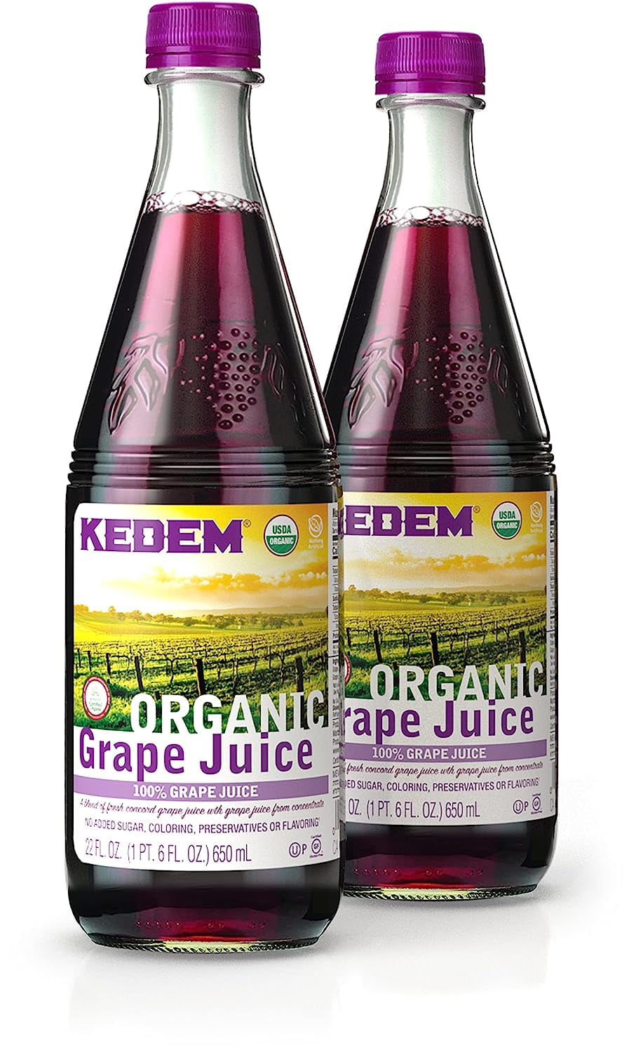 Kedem Organic 100% Grape Juice 22oz (2 Pack) | No Added Sugar, Coloring ...