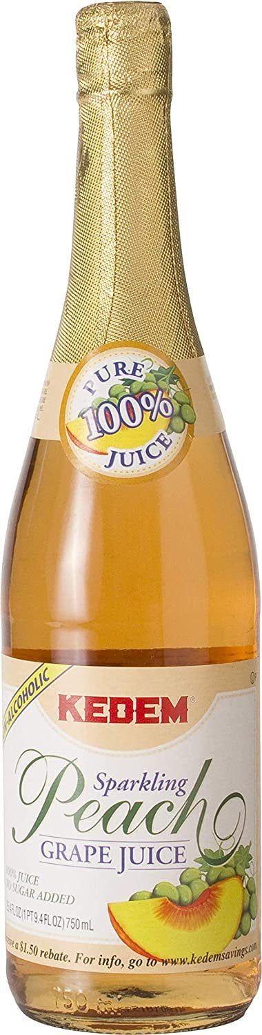 Kedem Sparkling Peach Flavored Grape Juice 25.4oz 2 Pack, No Added ...