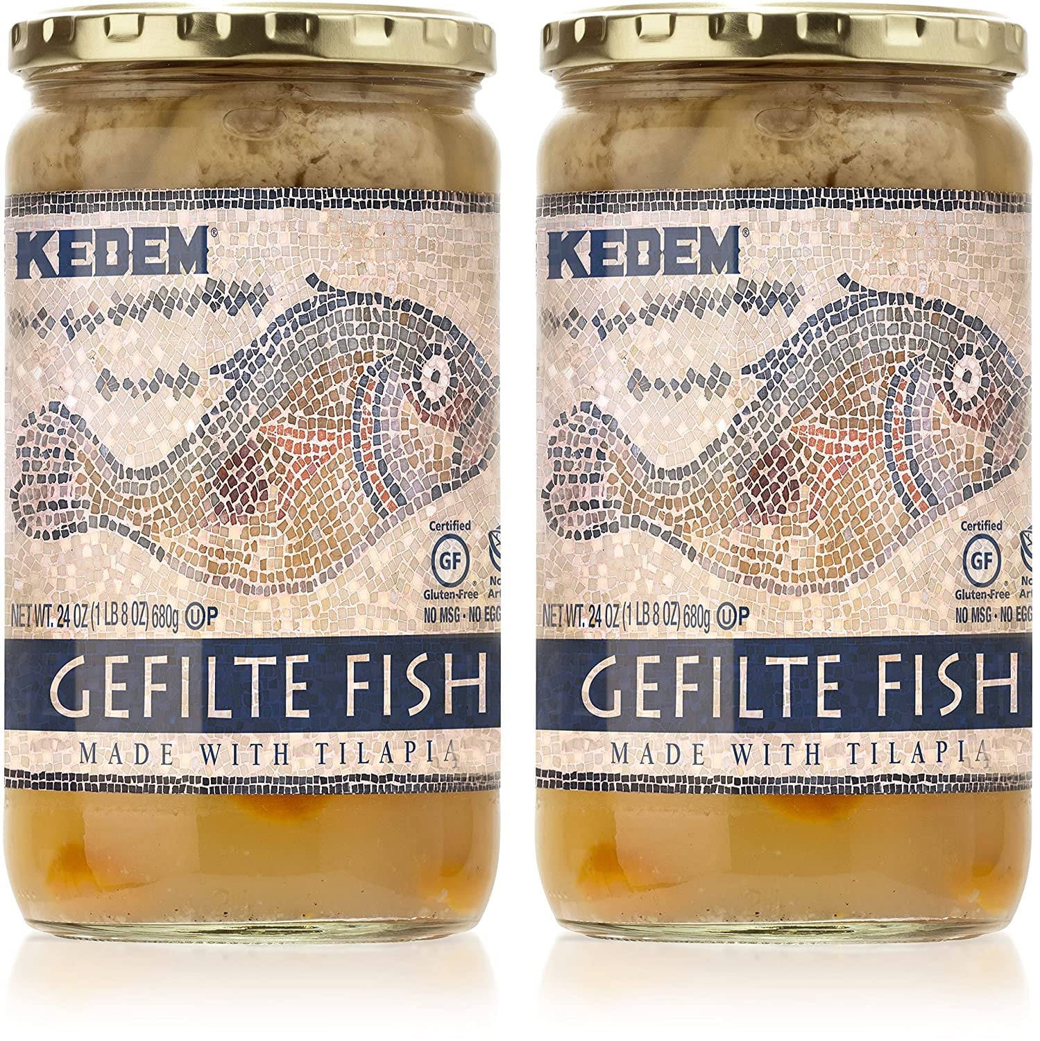 Kedem Tilapia Gefilte Fish 24oz (2 Pack), All Natural, Gluten Free ...