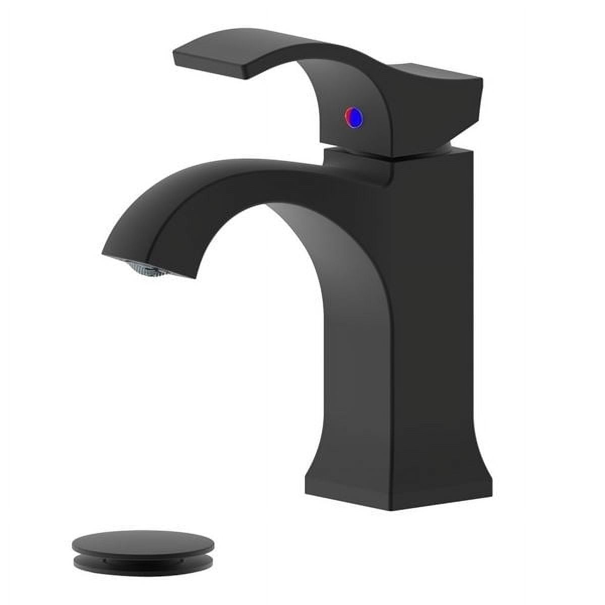 Kediri Single Handle Matte Black Bathroom Faucet with Drain Assembly ...