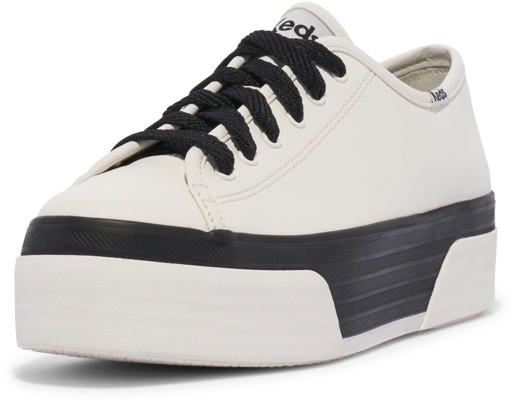 Keds Women's Triple Up Leather Sneaker, White/Black Bumper Foxing ...