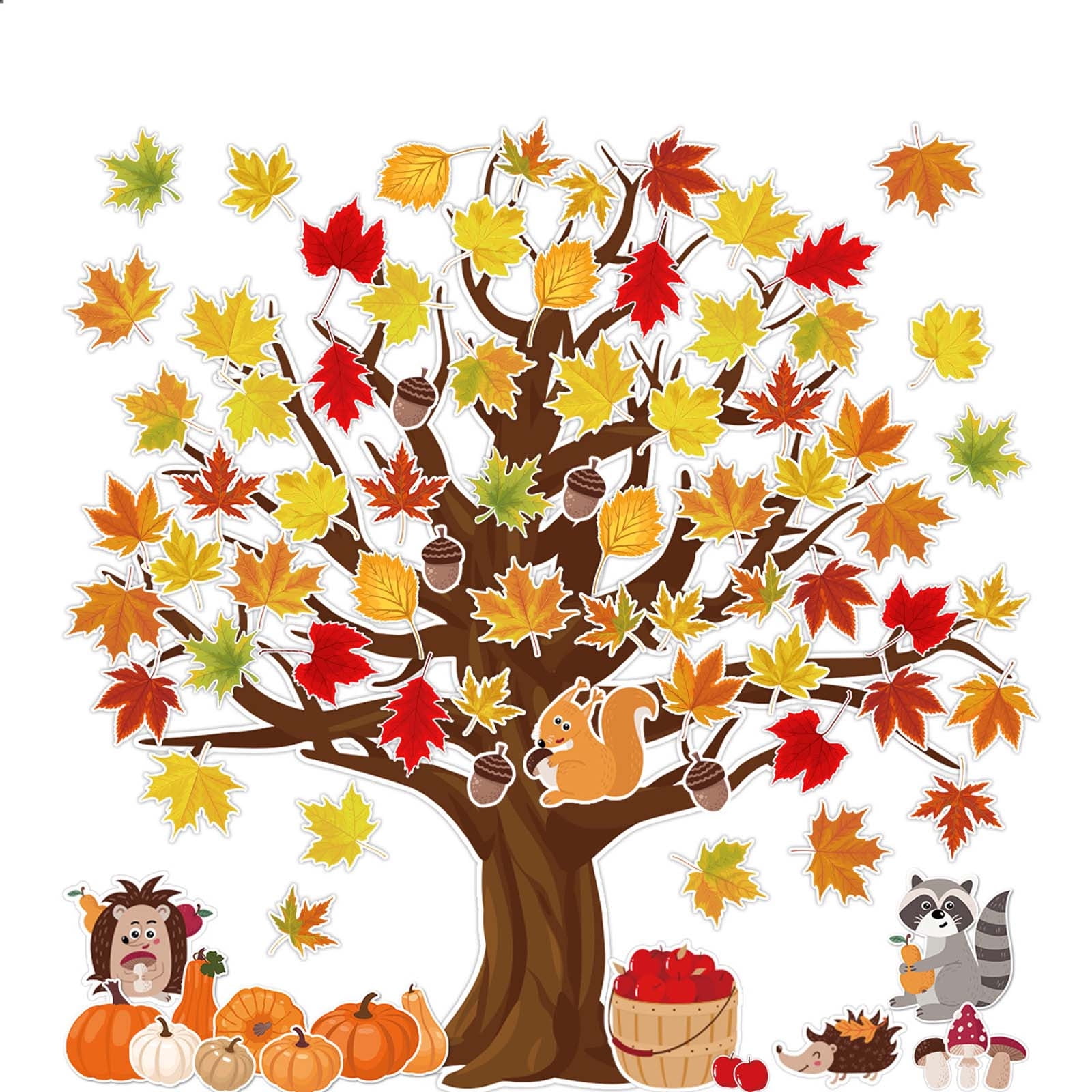 Kedshhgu Fall Tree Bulletin Board Decorations for Classroom Autumn Maple Leaves Pumpkins Cutouts ...