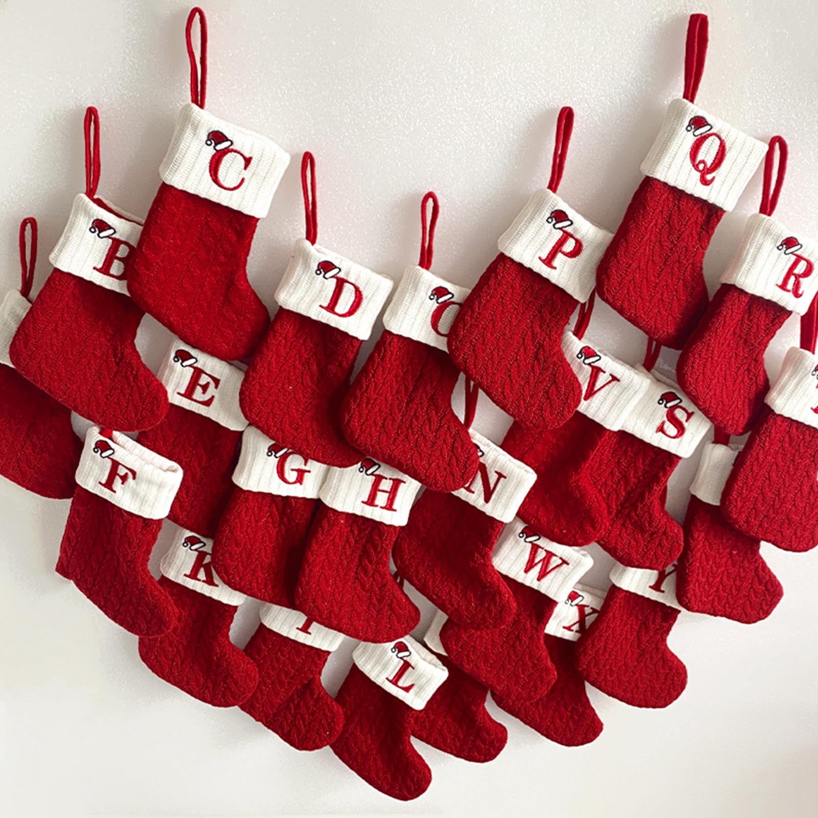 Kedshhgu Mini Initial Letter Christmas Stockings with Red Letters at ...