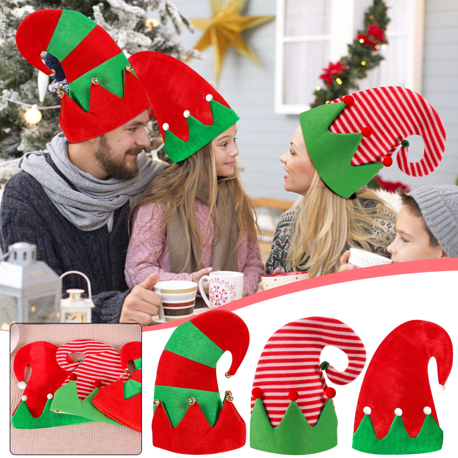Kedshhgu Clearance Santa Elf Hat Xmas Party Hats Novelty Plush ...