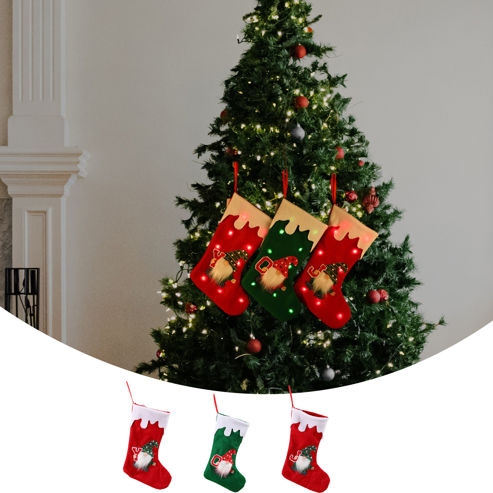 Kedshhgu Creative Light Up Christmas Stocking, Personalized Alphabet ...