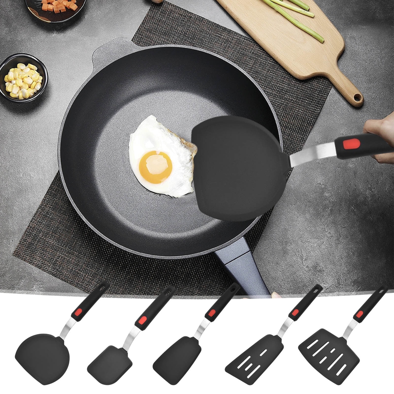 Kedshhgu Silicone Spatula, Slotted & Solid Silicone Nonstick Cookware ...