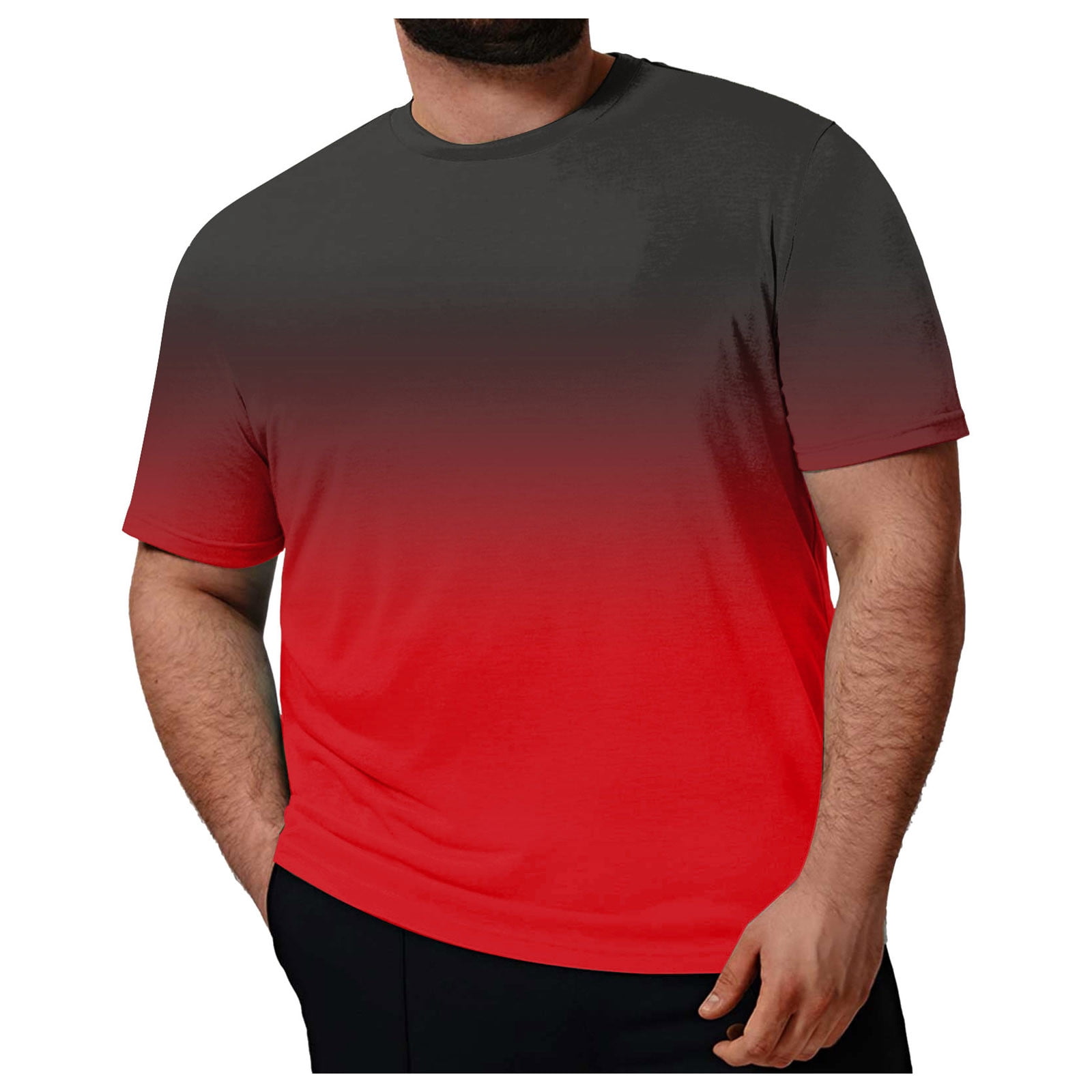Kedxroy Fashion Color Gradient T-Shirts for Big and Tall Men Summer ...