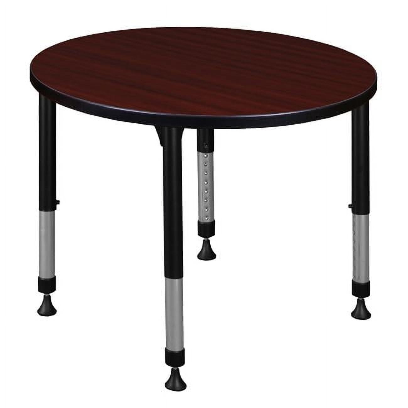 Kee 30 in. Mahogany Round Height Adjustable Classroom Table - Walmart.com