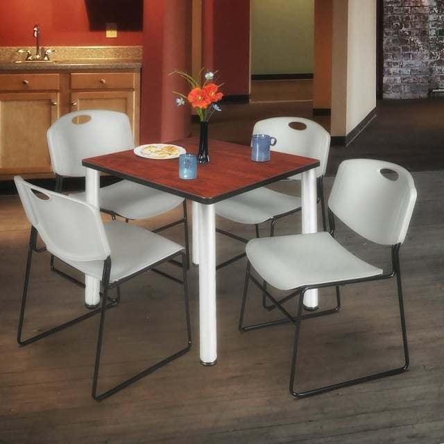 Regency Kee 36 in Square Breakroom Table- Cherry Top, Chrome Legs, 4 ...