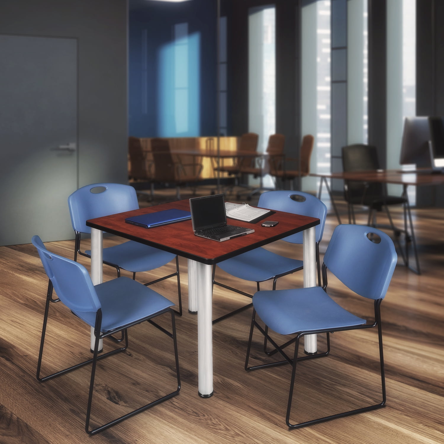 Regency Kee 42 in Square Breakroom Table- Cherry Top, Chrome Legs, 4 ...