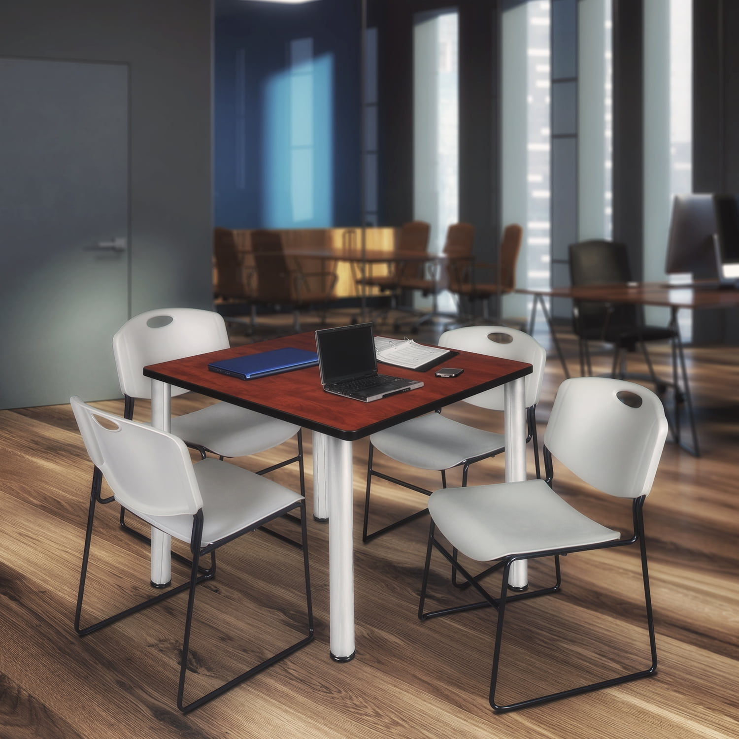Regency Kee 42 in Square Breakroom Table- Cherry Top, Chrome Legs, 4 ...