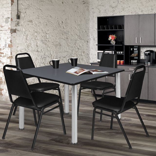 Kee 48" Square Breakroom Table- Grey/ Black - Walmart.com