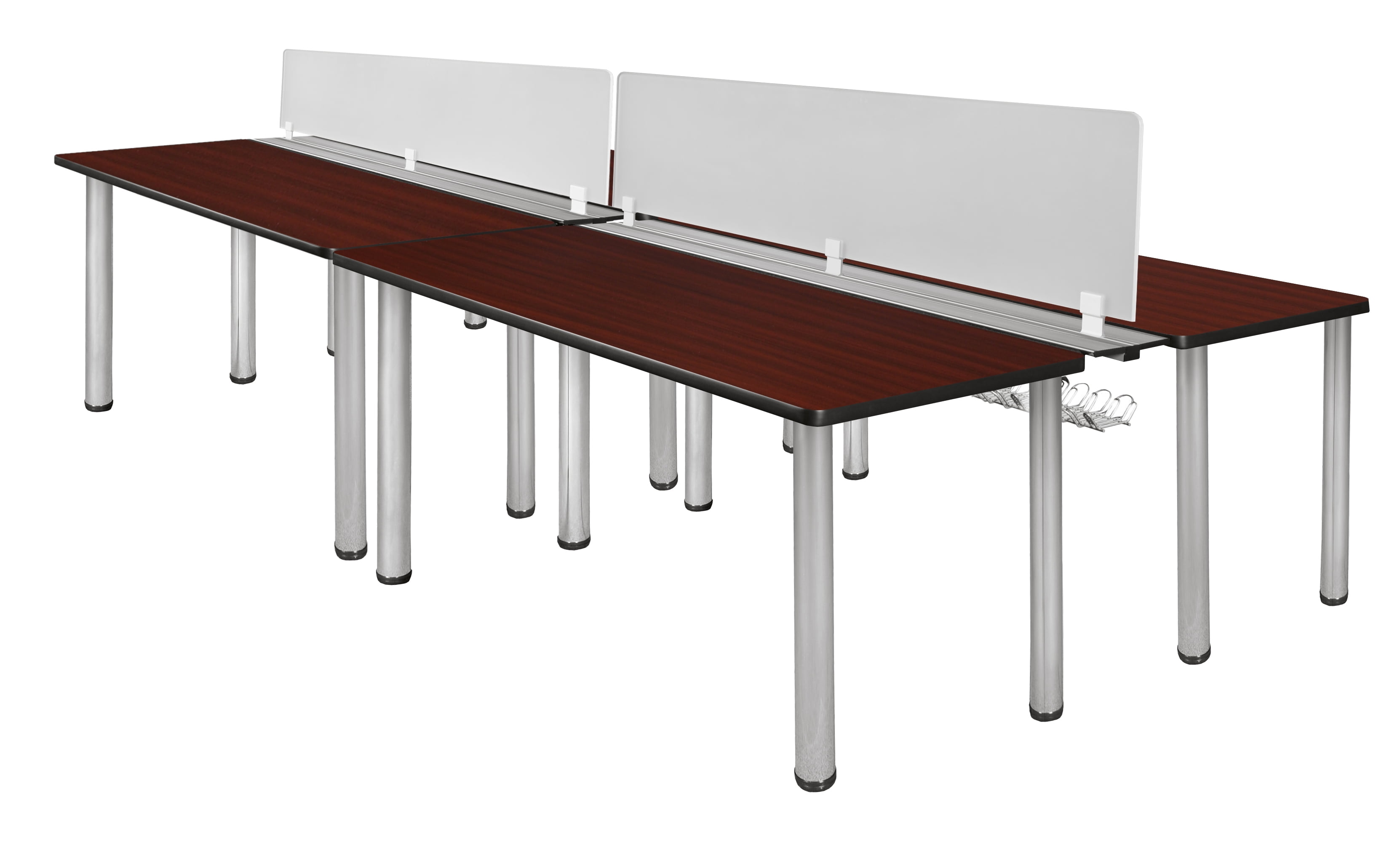 Kee 60" x 24" Double Benching System with Privacy Divider- Mahogany ...