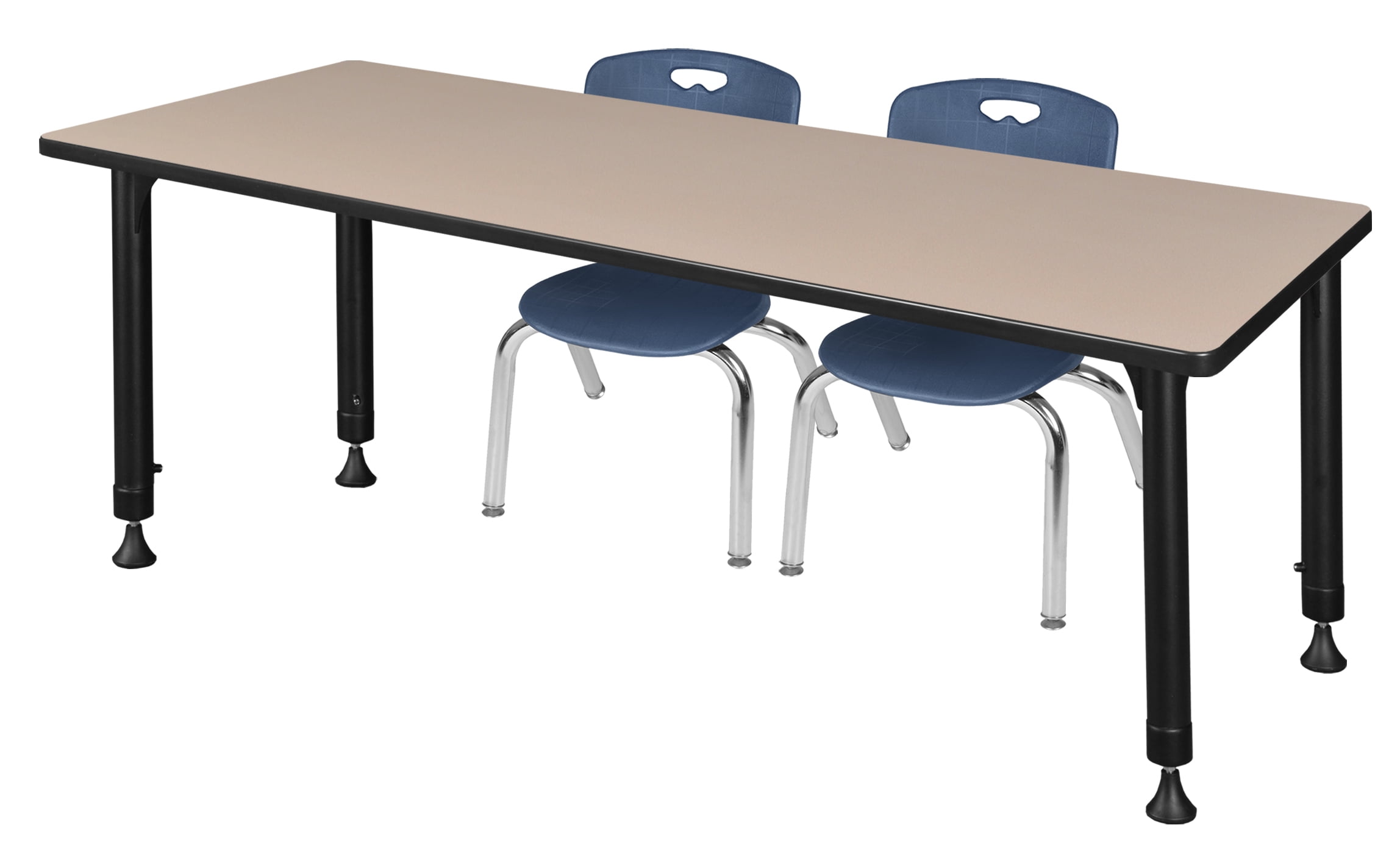 Kee 60" x 24" Adjustable Student Table - Beige & 2 Andy 12-in Chairs ...