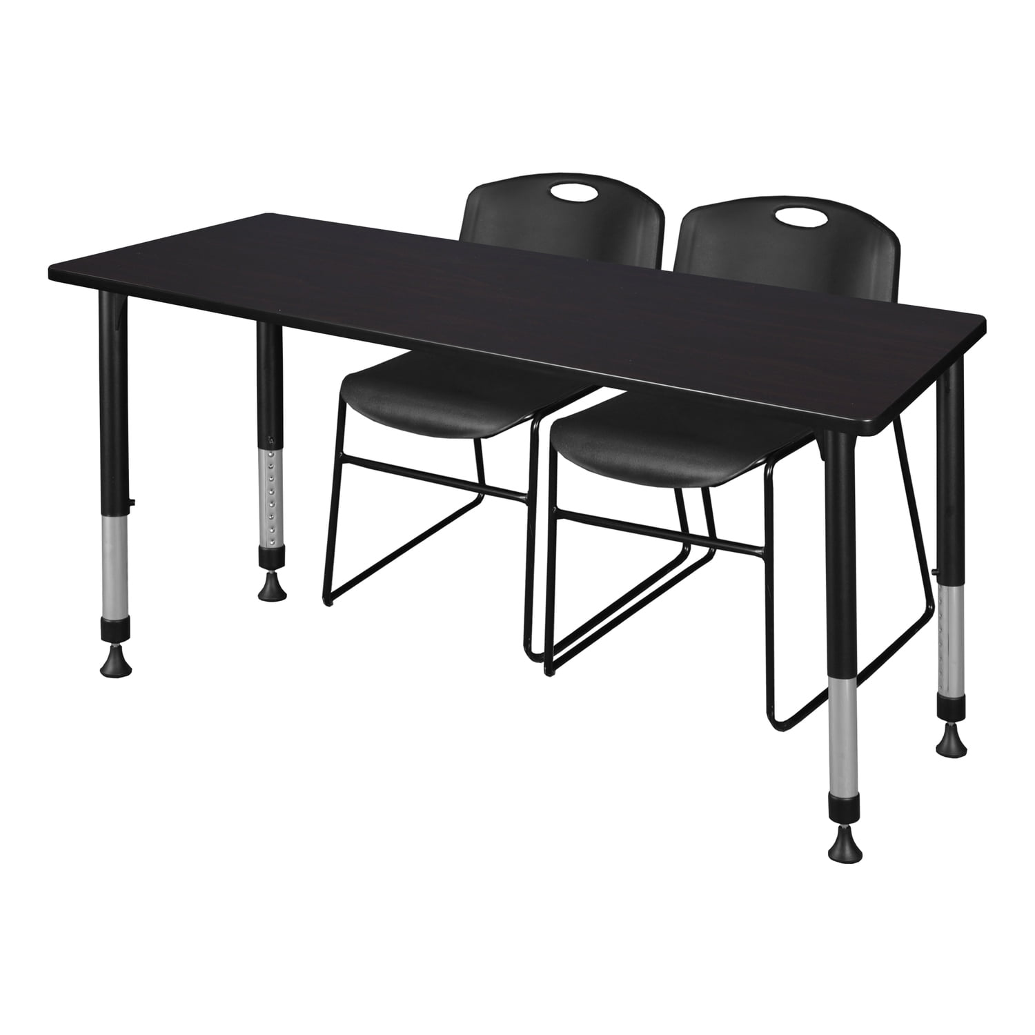 Regency Kee 72in. Adjustable Table-Espresso & 2 Zeng Chairs-Black ...