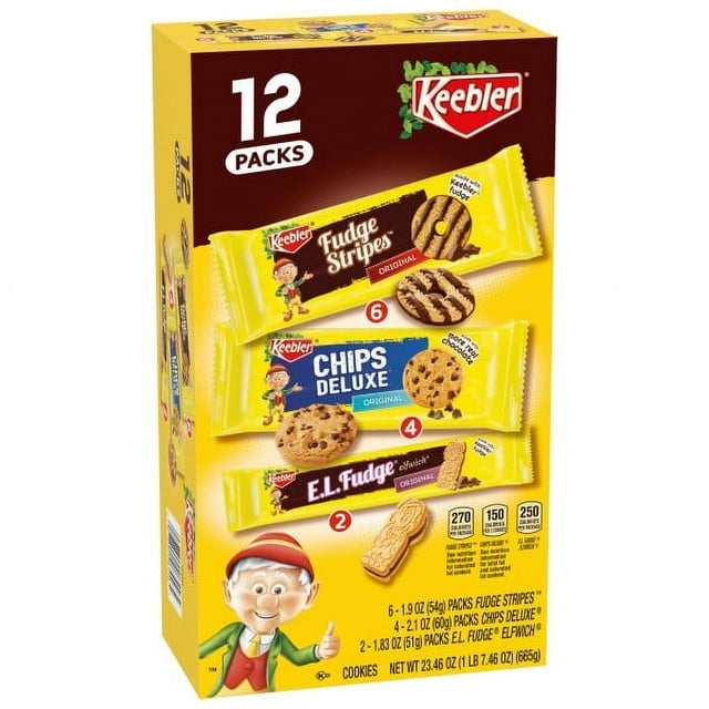 Keebler 12 Packs Fudge Stripes/Chips Deluxe/E.L. Fudge Elfwich Original ...