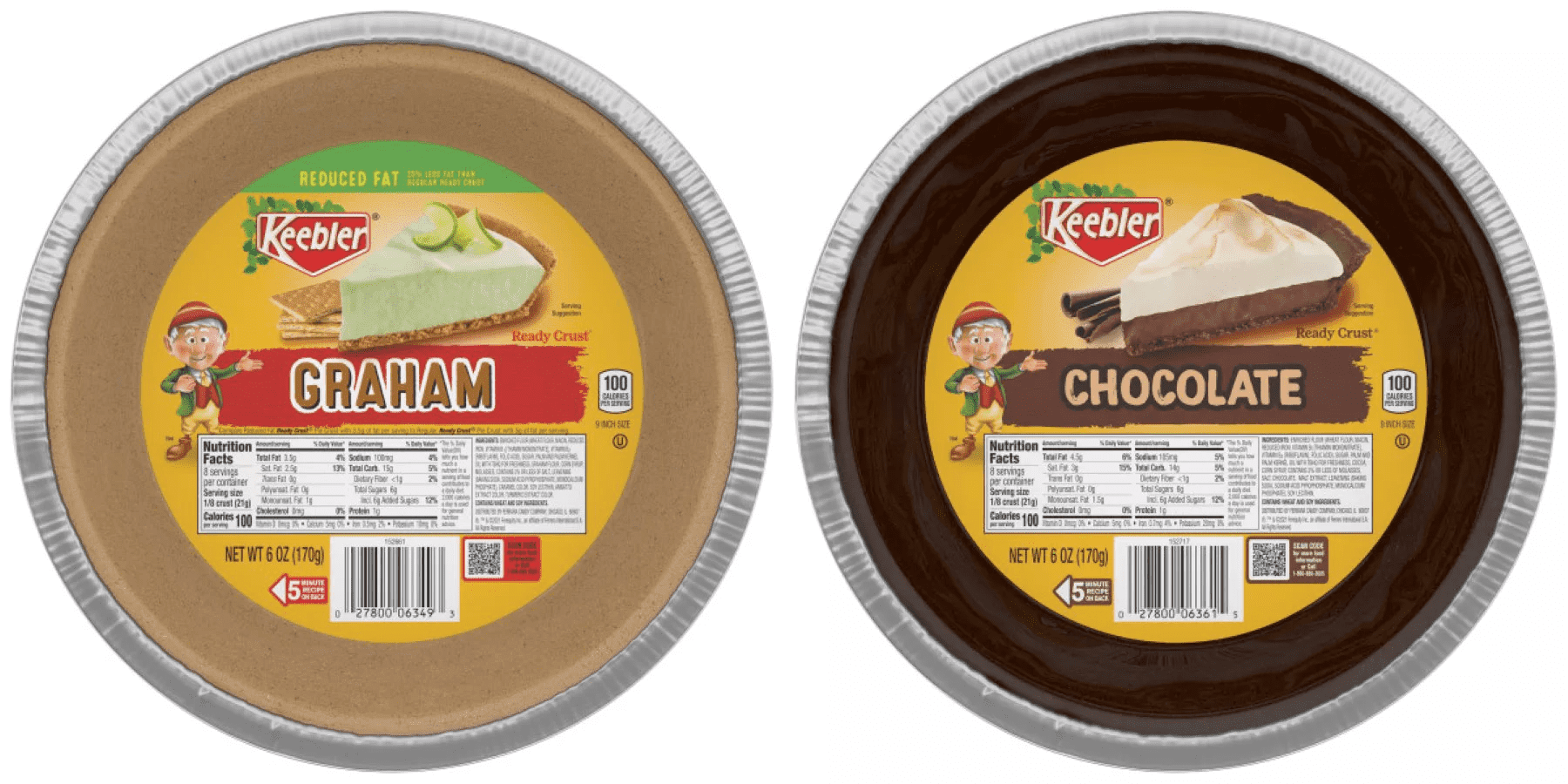 Keebler 9" Graham Cracker Pie Crust, 6 oz&Keebler 10" Graham Cracker ...